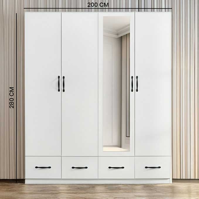 White 4 Door Wardrobes - Alif House Furniture